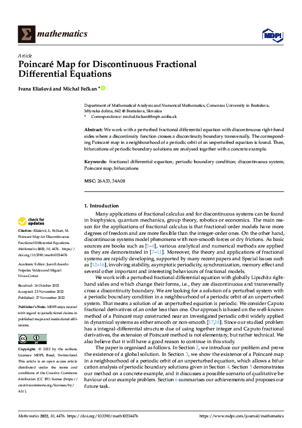(PDF) Poincaré Map for Discontinuous Fractional Differential Equations