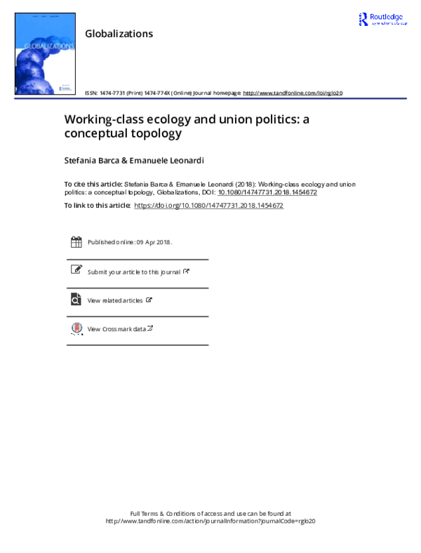 (PDF) Working-class ecology and union politics: a conceptual topology