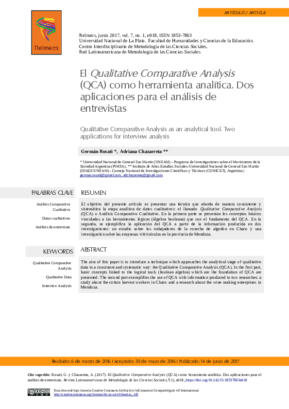 (PDF) El Qualitative Comparative Analysis (QCA) como herramienta ...