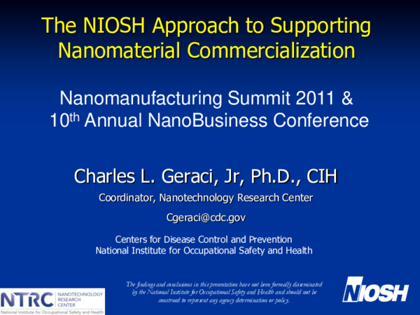 (PDF) The NIOSH Approach to Supporting Nanomaterial Commercialization