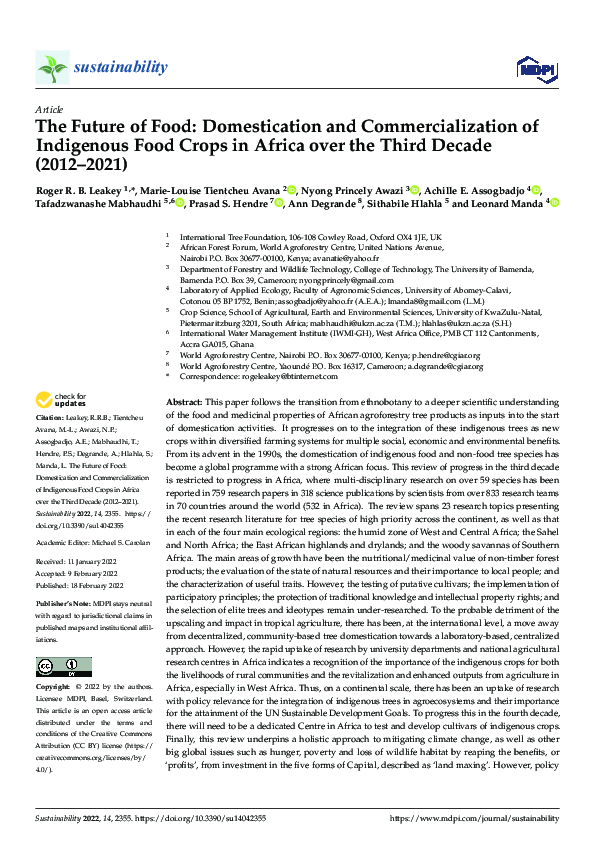 (PDF) The Future of Food: Domestication and Commercialization of ...