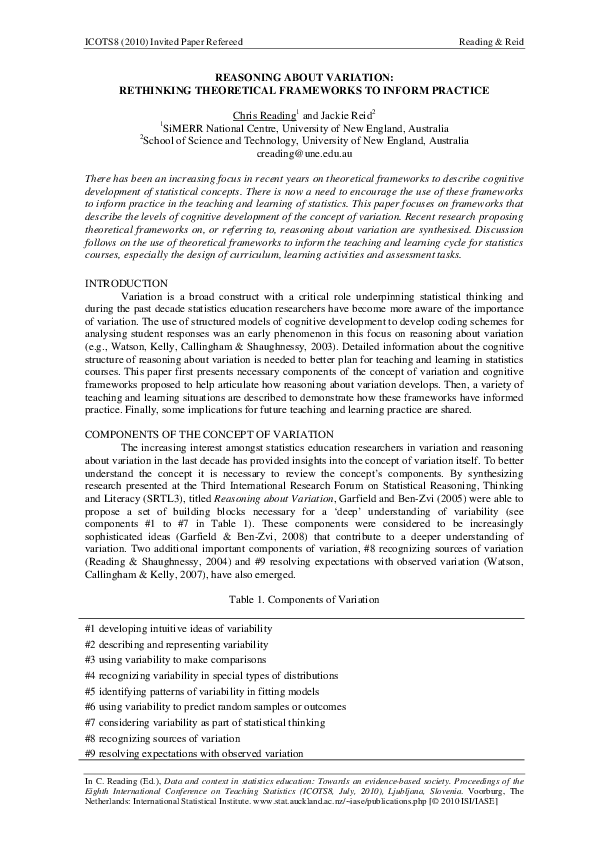 (PDF) Reasoning about variation: rethinking theoretical frameworks to ...
