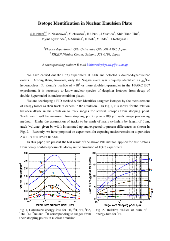 (PDF) Isotope Identification in Nuclear Emulsion Plate