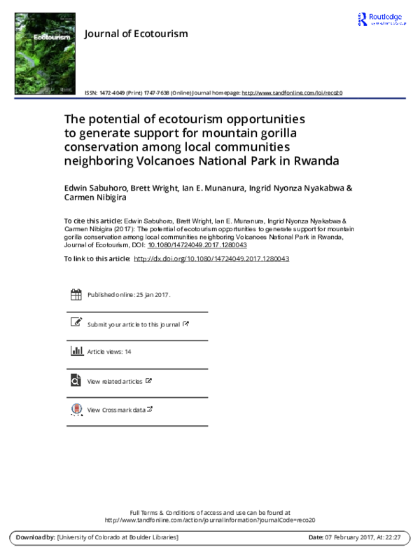 (PDF) The potential of ecotourism opportunities to generate support for ...