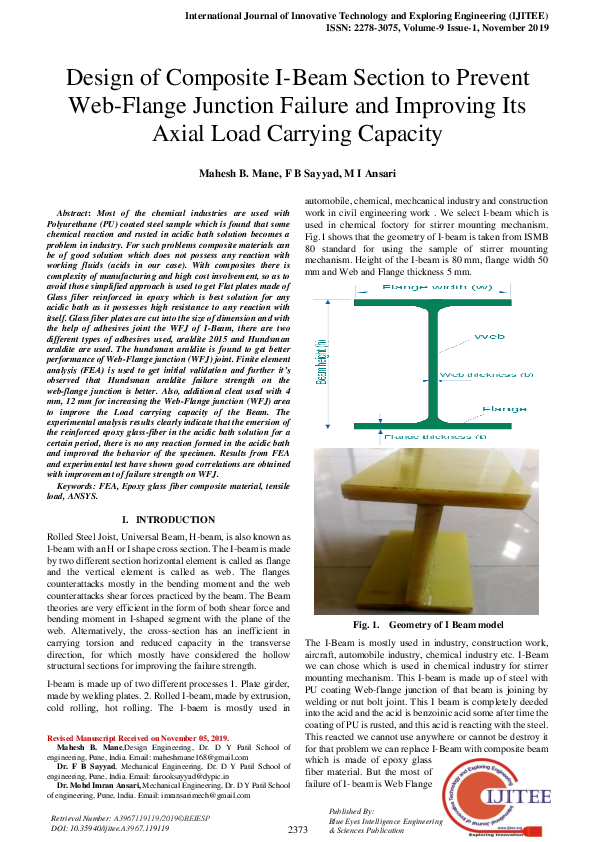 (PDF) Design of Composite I-Beam Section to Prevent Web-Flange Junction Failure and Improving ...