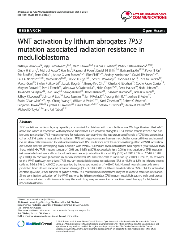 (PDF) WNT activation by lithium abrogates TP53 mutation associated ...