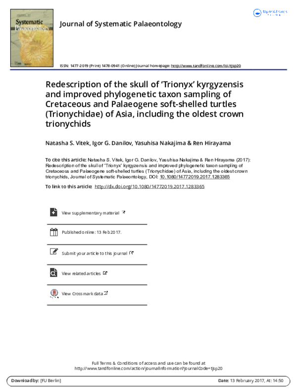 (PDF) Redescription of the skull of ‘Trionyx’ kyrgyzensis and improved ...