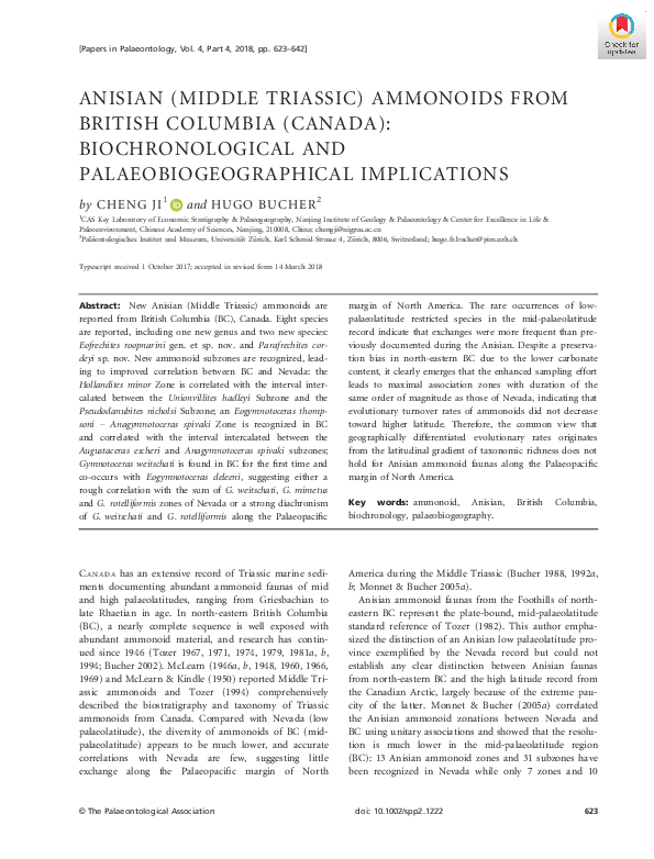 (PDF) Anisian (Middle Triassic) ammonoids from British Columbia (Canada ...
