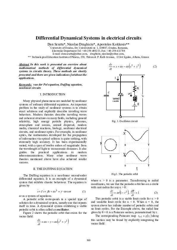 (PDF) Differential Dynamical Systems in electrical circuits