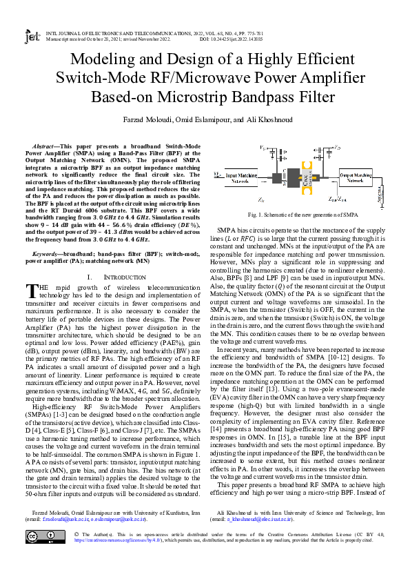 (PDF) Modeling and Design of a Highly Efficient Switch-Mode RF/Microwave Power Amplifier Based ...
