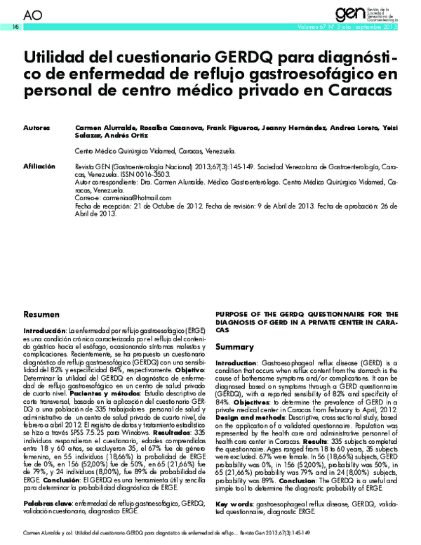 (PDF) Utilidad del cuestionario GERDQ para diagnóstico de enfermedad de ...