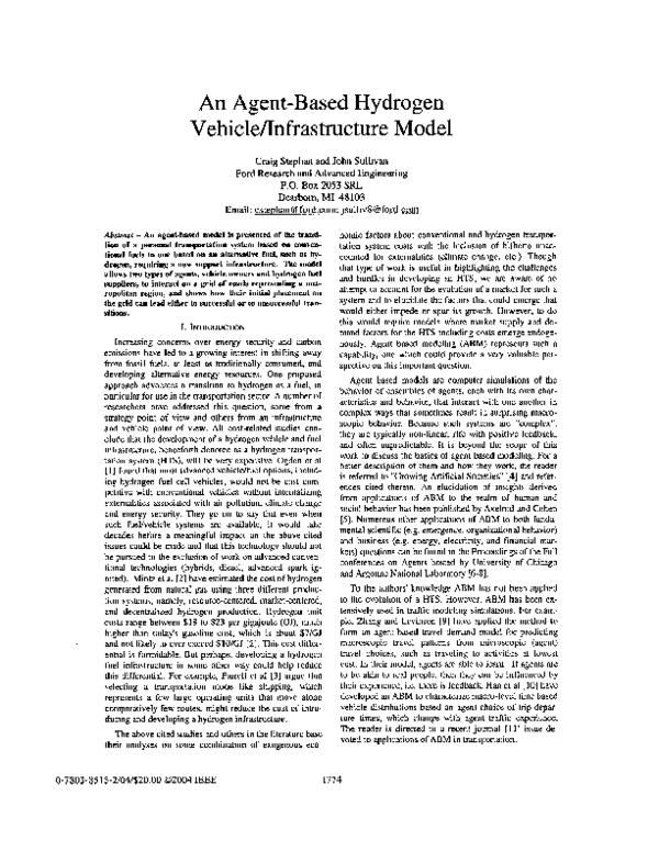 (PDF) An agent-based hydrogen vehicle/infrastructure model