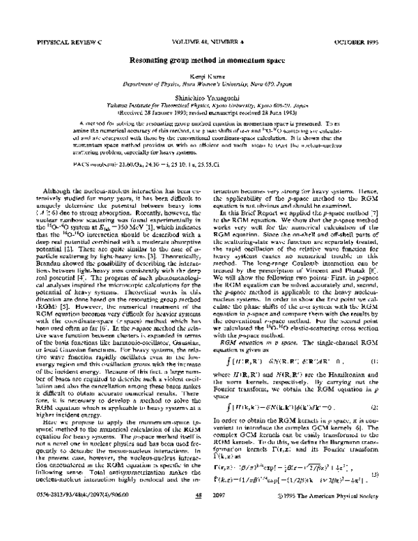 (PDF) Resonating group method in momentum space