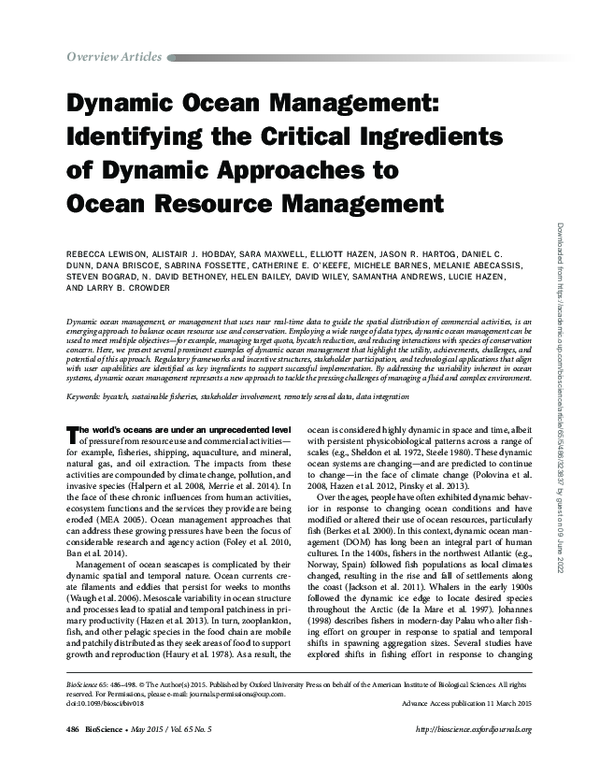 (PDF) Dynamic Ocean Management: Identifying the Critical Ingredients of ...