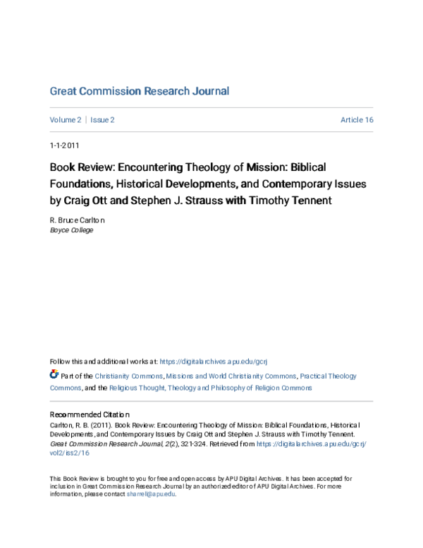 (PDF) Book Review: Encountering Theology of Mission: Biblical ...
