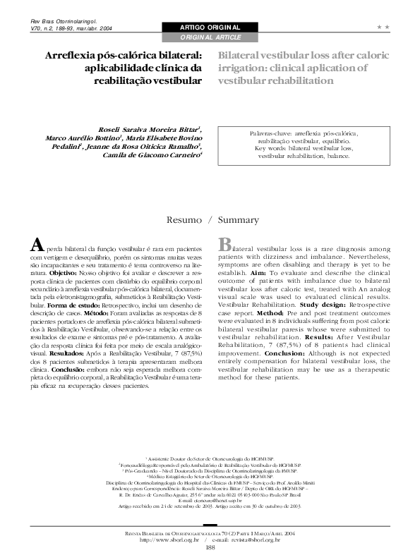(PDF) Arreflexia pós-calórica bilateral: aplicabilidade clínica da ...