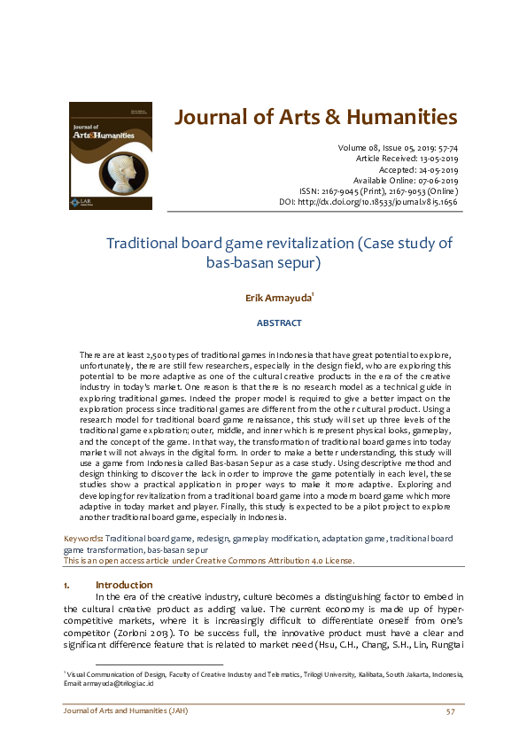 (PDF) Traditional Board Game Revitalization (Case Study of Bas-basan Sepur)
