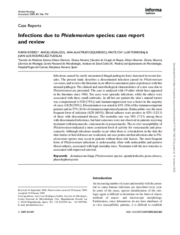 (PDF) Infections due toPhialemoniumspecies: case report and review
