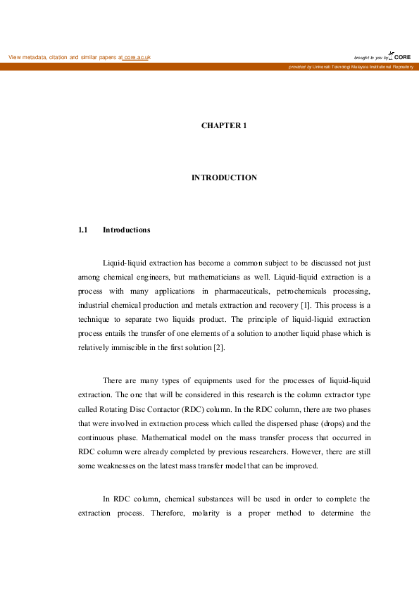 (PDF) Molarity model of mass transfer process for extraction in ...