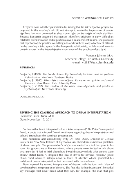 (PDF) Revising the Classical Approach to Dream Interpretation