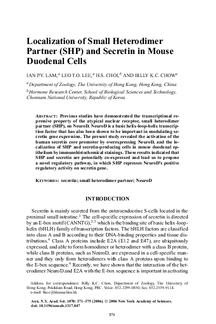 (PDF) Localization of Small Heterodimer Partner (SHP) and Secretin in ...
