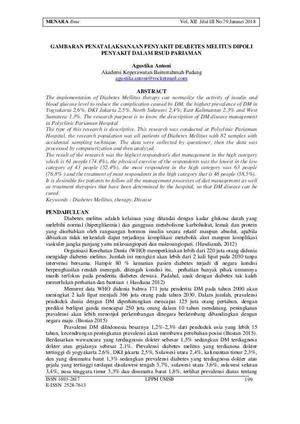 (PDF) Gambaran Penatalaksanaan Penyakit Deabetes Melitus Dipoli ...