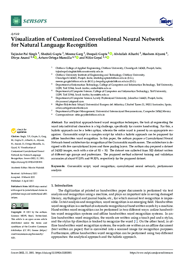 Pdf Visualization Of Customized Convolutional Neural Network For Natural Language Recognition
