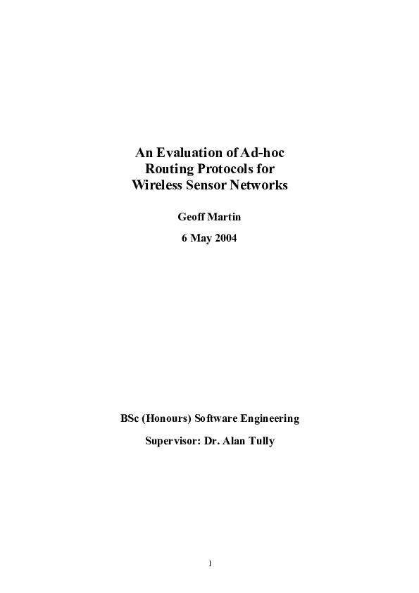 Pdf An Evaluation Of Ad Hoc Routing Protocols For Wireless Sensor
