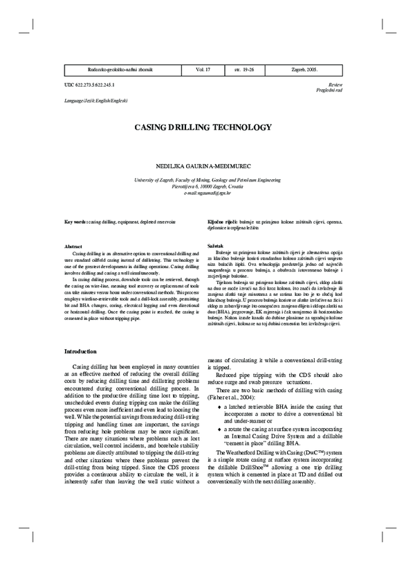 (PDF) Casing Drilling Technology