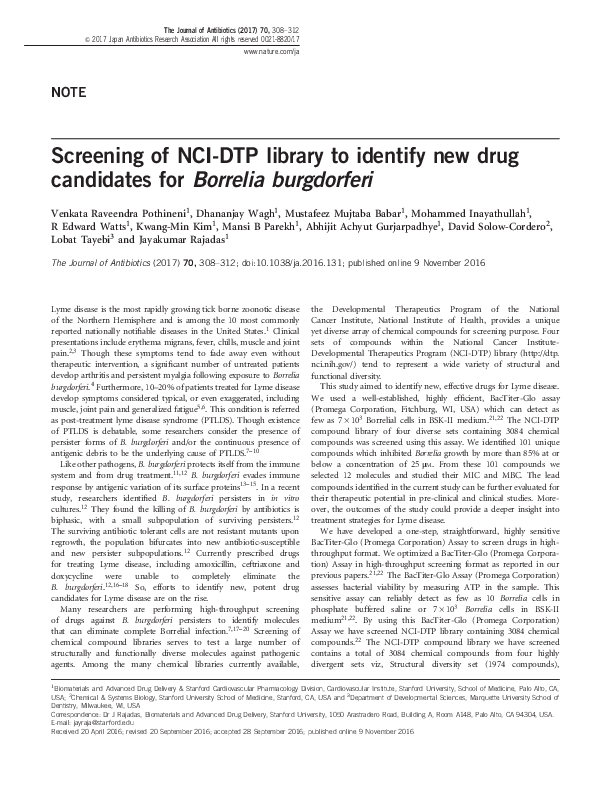 (PDF) Screening of NCI-DTP library to identify new drug candidates for ...