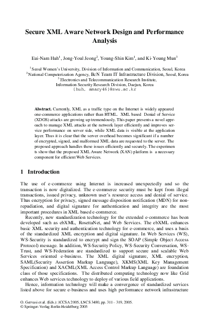 (PDF) Secure XML Aware Network Design and Performance Analysis