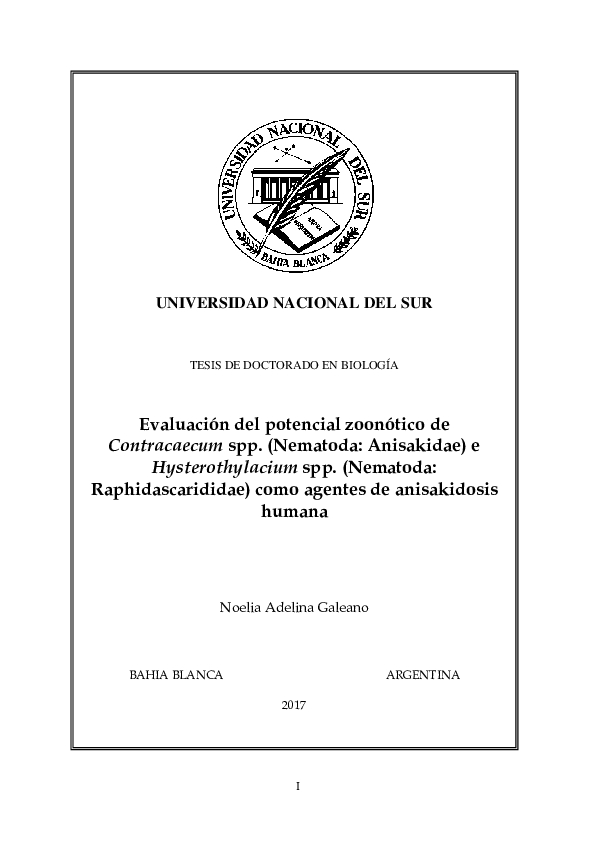(PDF) Evaluación del potencial zoonótico de Contracaecum spp. (Nemotoda ...