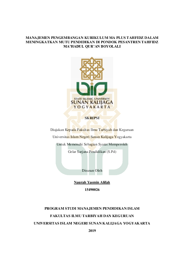 (PDF) Manajemen Pengembangan Kurikulum Ma Plus Tahfidz Dalam ...