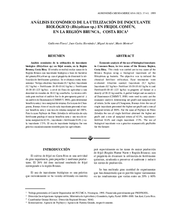 (PDF) Análisis económico de la utilización de inoculante biológico ...