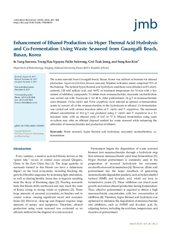 (PDF) Enhancement of ethanol production via hyper thermal acid ...