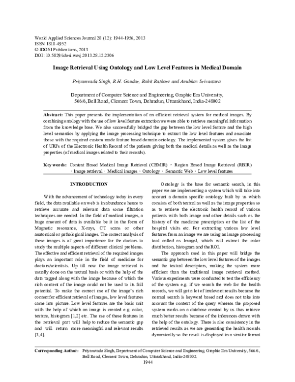 Pdf Construction Of Image Ontology Using Low Level Features For Image Retrieval