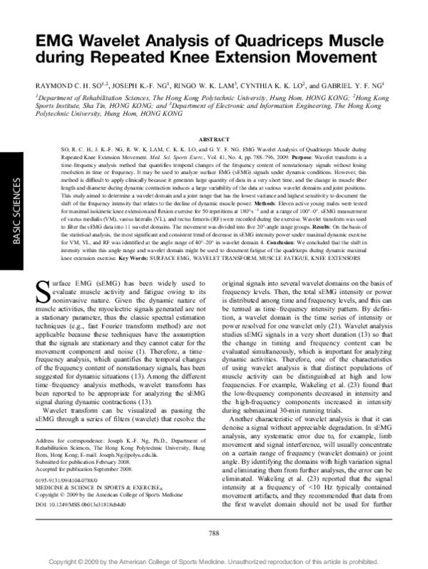 (PDF) EMG wavelet analysis of quadriceps muscle during repeated knee extension movement