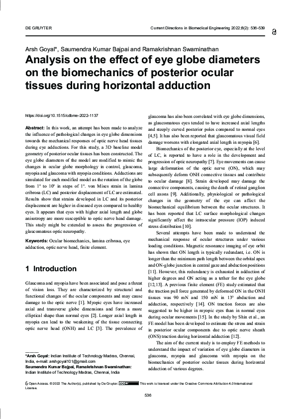 (PDF) Analysis on the effect of eye globe diameters on the biomechanics ...