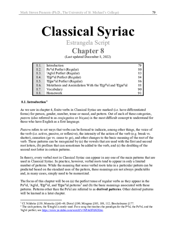 (PDF) Classical Syriac Grammar - Chapter 8
