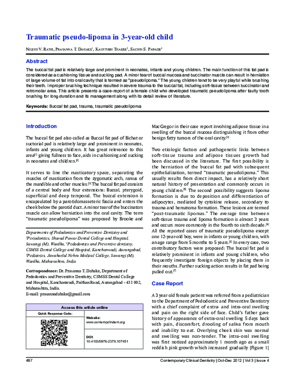 (PDF) Traumatic pseudo-lipoma in 3-year-old child