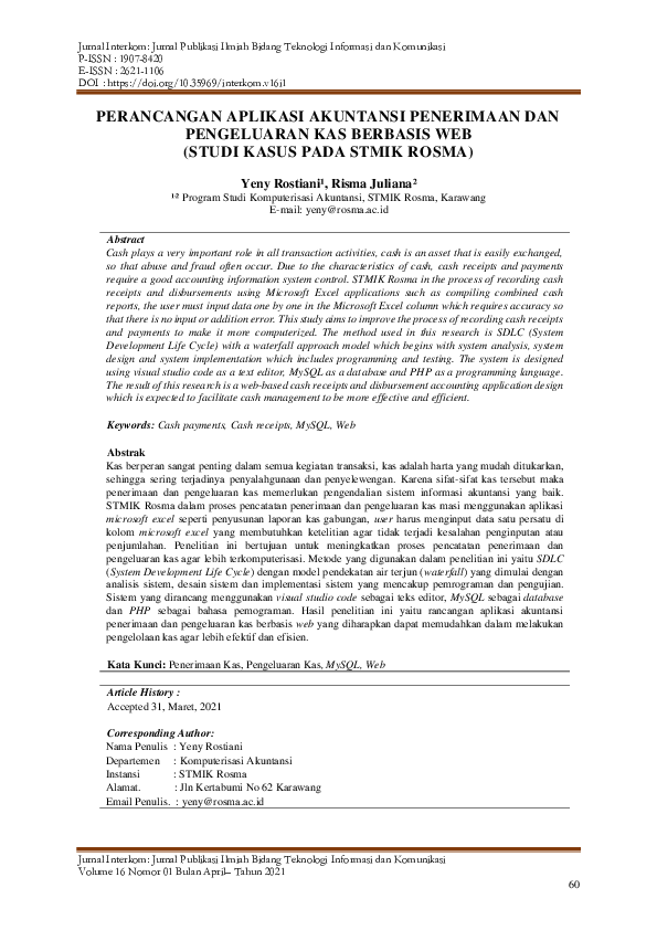 (PDF) Perancangan Aplikasi Akuntansi Penerimaan Dan Pengeluaran Kas ...