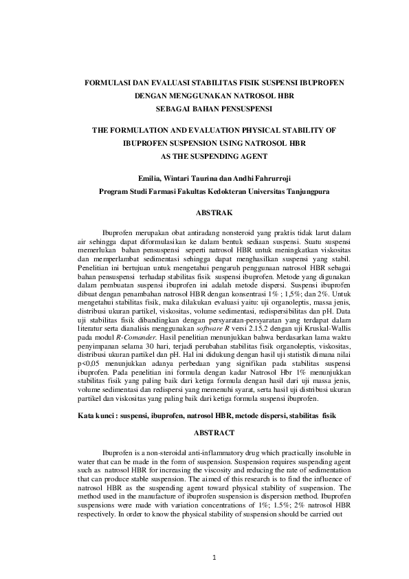 (PDF) The Formulation and Evaluation Physical Stability of Ibuprofen ...