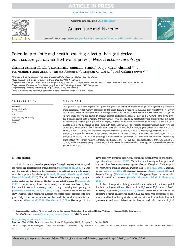 (PDF) Potential probiotic and health fostering effect of host gut ...