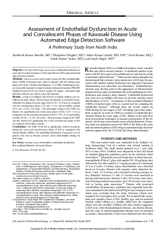 (PDF) Assessment of Endothelial Dysfunction in Acute and Convalescent ...