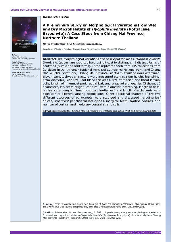 (PDF) A Preliminary Study on Morphological Variations from Wet and Dry ...