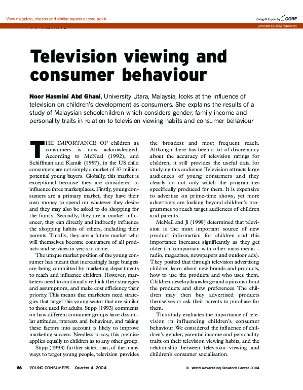 (PDF) Television viewing and consumer behaviour