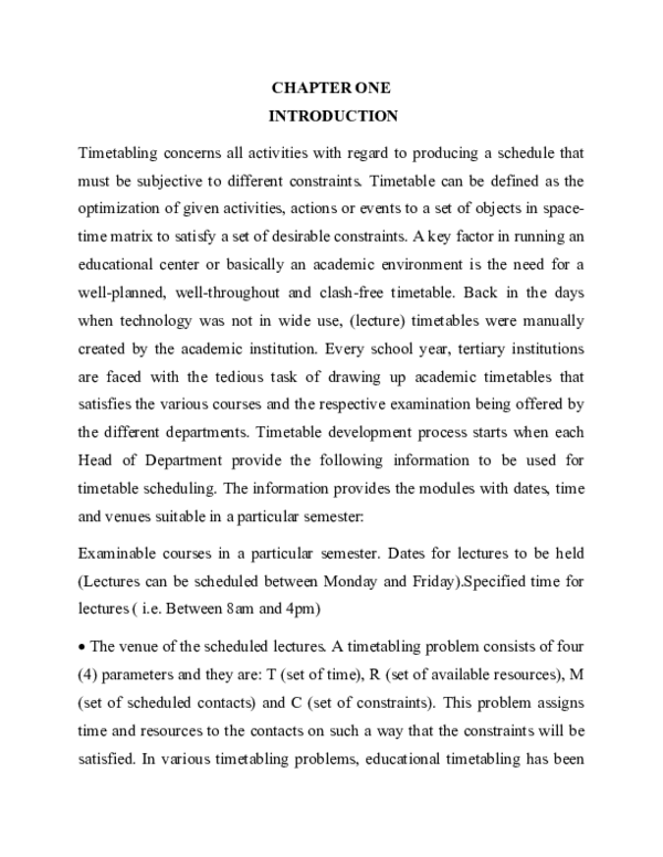 Doc Web Based Timetable System For Computer Science Departmentdocx