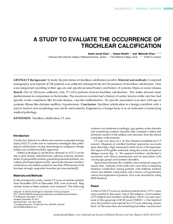 (PDF) A study to evaluate the occurrence of trochlear calcification