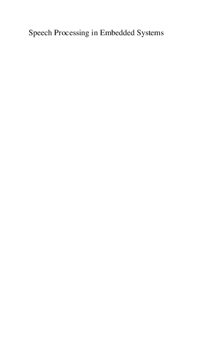 (PDF) Speech Processing in Embedded Systems