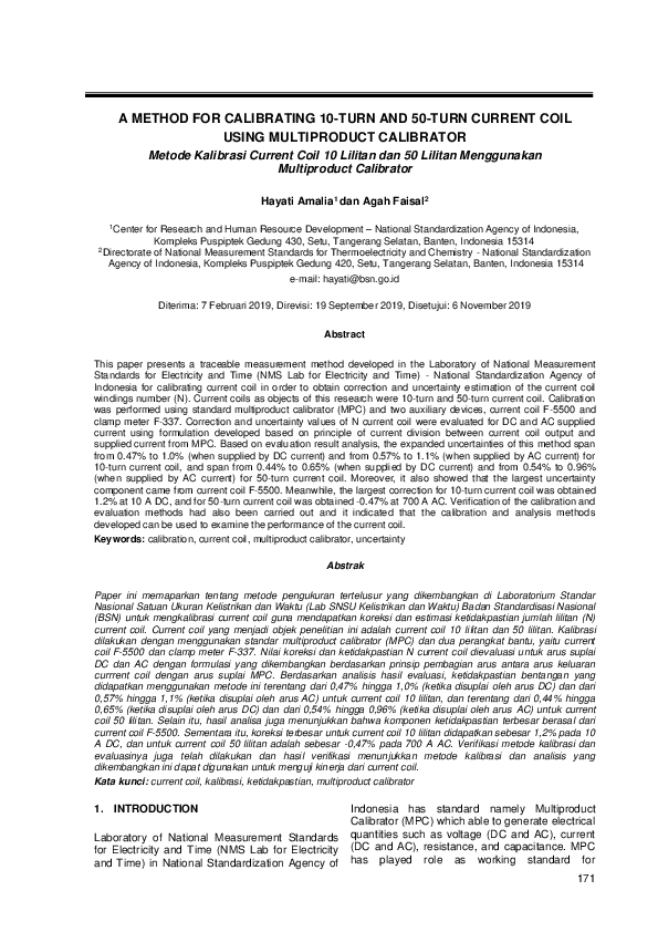 (PDF) A Method for Calibrating 10-TURN and 50-TURN Current Coil Using ...